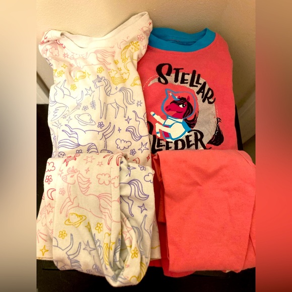 Pajamas | Tiny Diva Drip Two Sets Of Unicorn Themed Pajamas Girls 3t ...